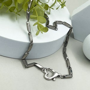 Multi Chains Silver Layered Charm Necklaces Set• Stackable Heart ...