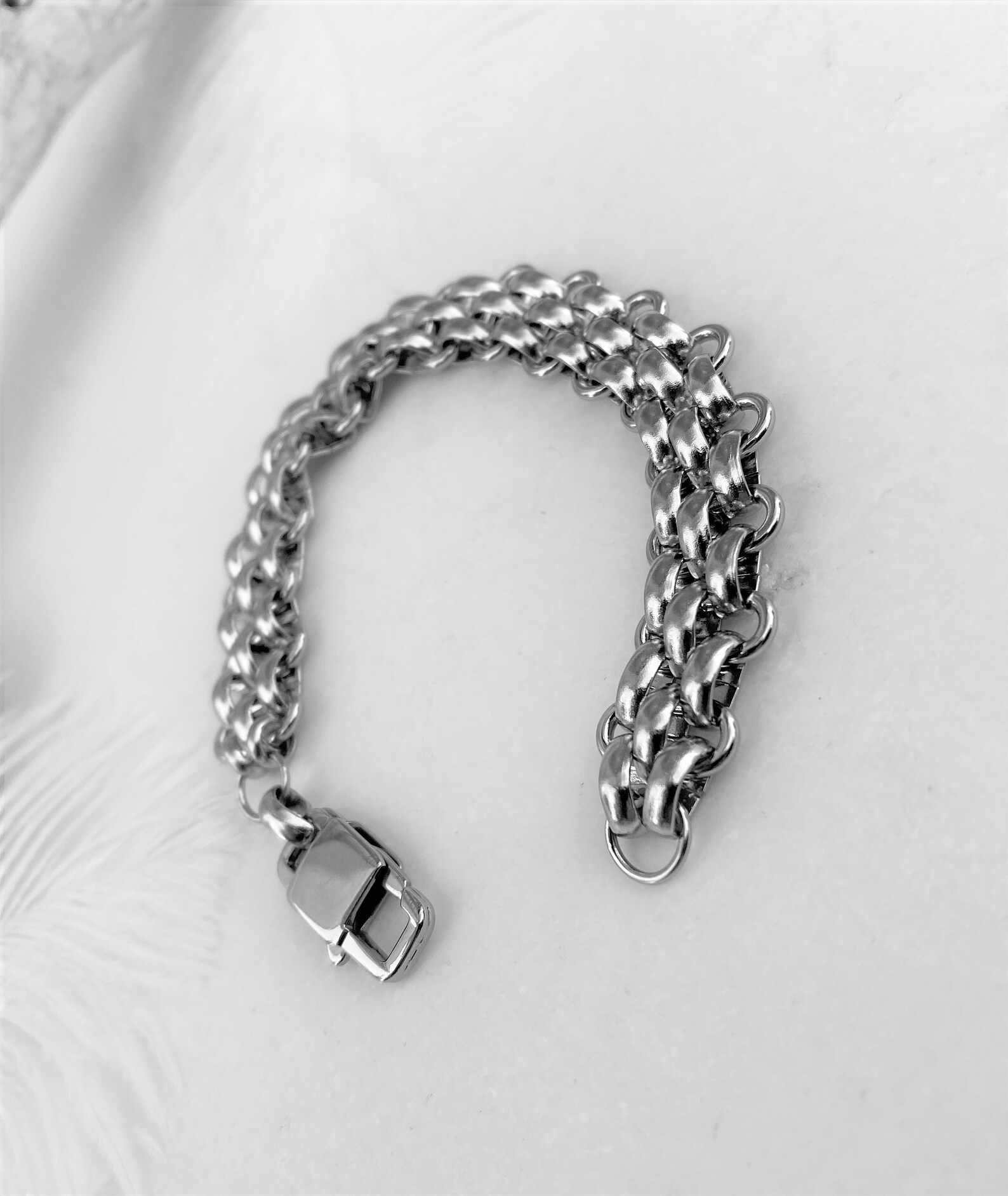 Heavy Chainmail Bracelet Chunky Links Chain Bracelet Bold | Etsy