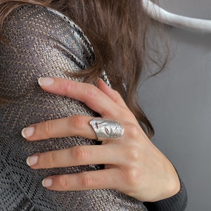 Antique Silver Ancient Greek Face Ring• Adjustable Statement Face Ring ...