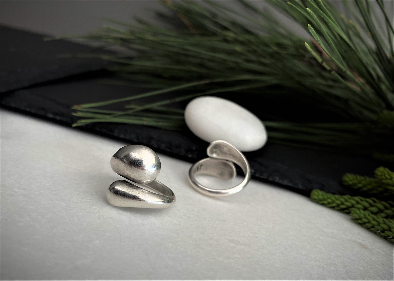 Smooth Double Drop Ring Dual Adjustable Bold Ring Double | Etsy