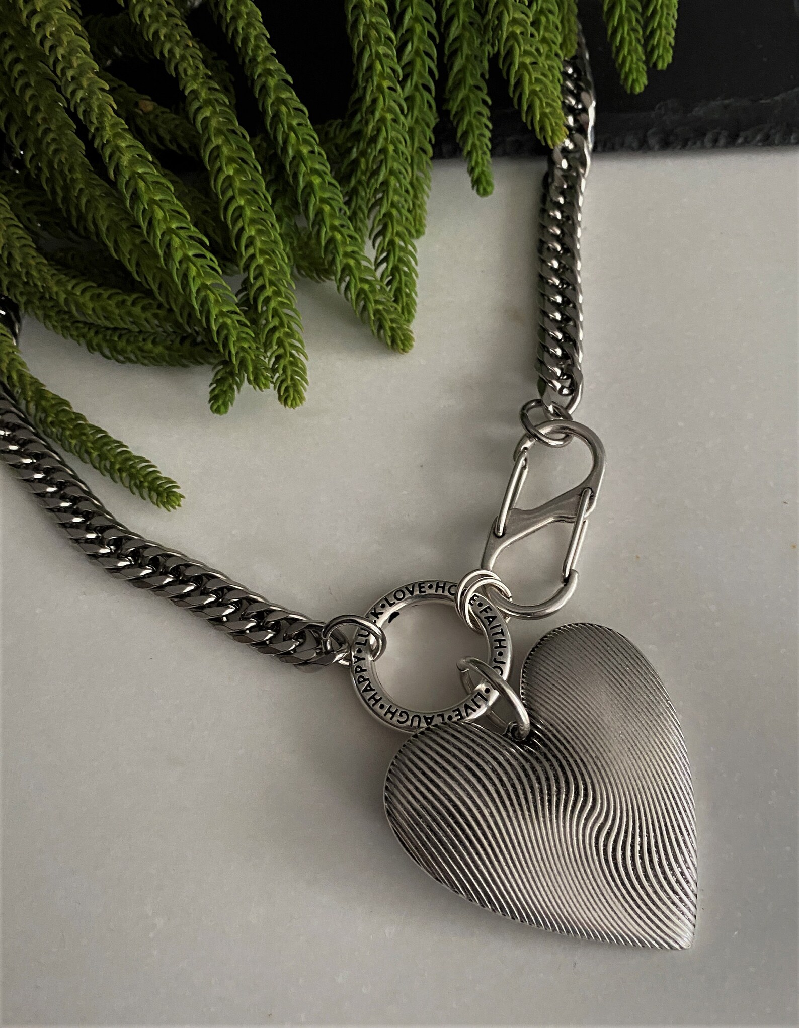 Oversized Heart Cuban Link Chain Necklace Contemporary S | Etsy