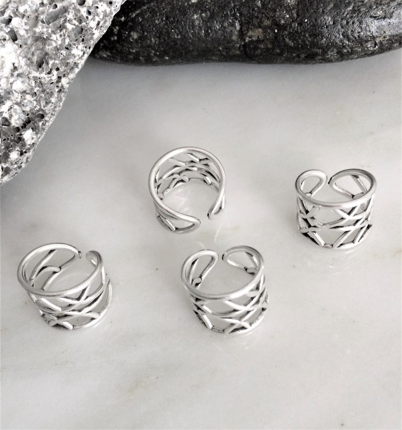 Silver Statement Abstract Ring Metal Woven Wide Ring Silver - Etsy