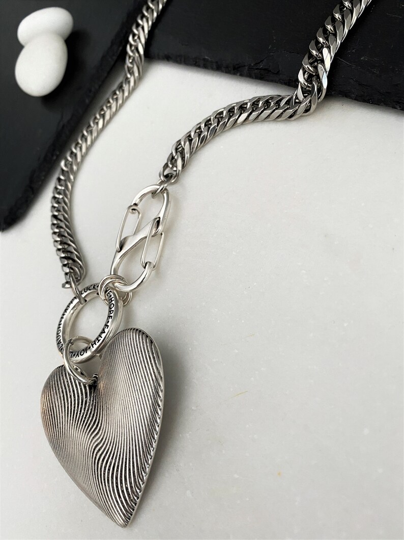 Oversized Heart Cuban Link Chain Necklace Contemporary S | Etsy