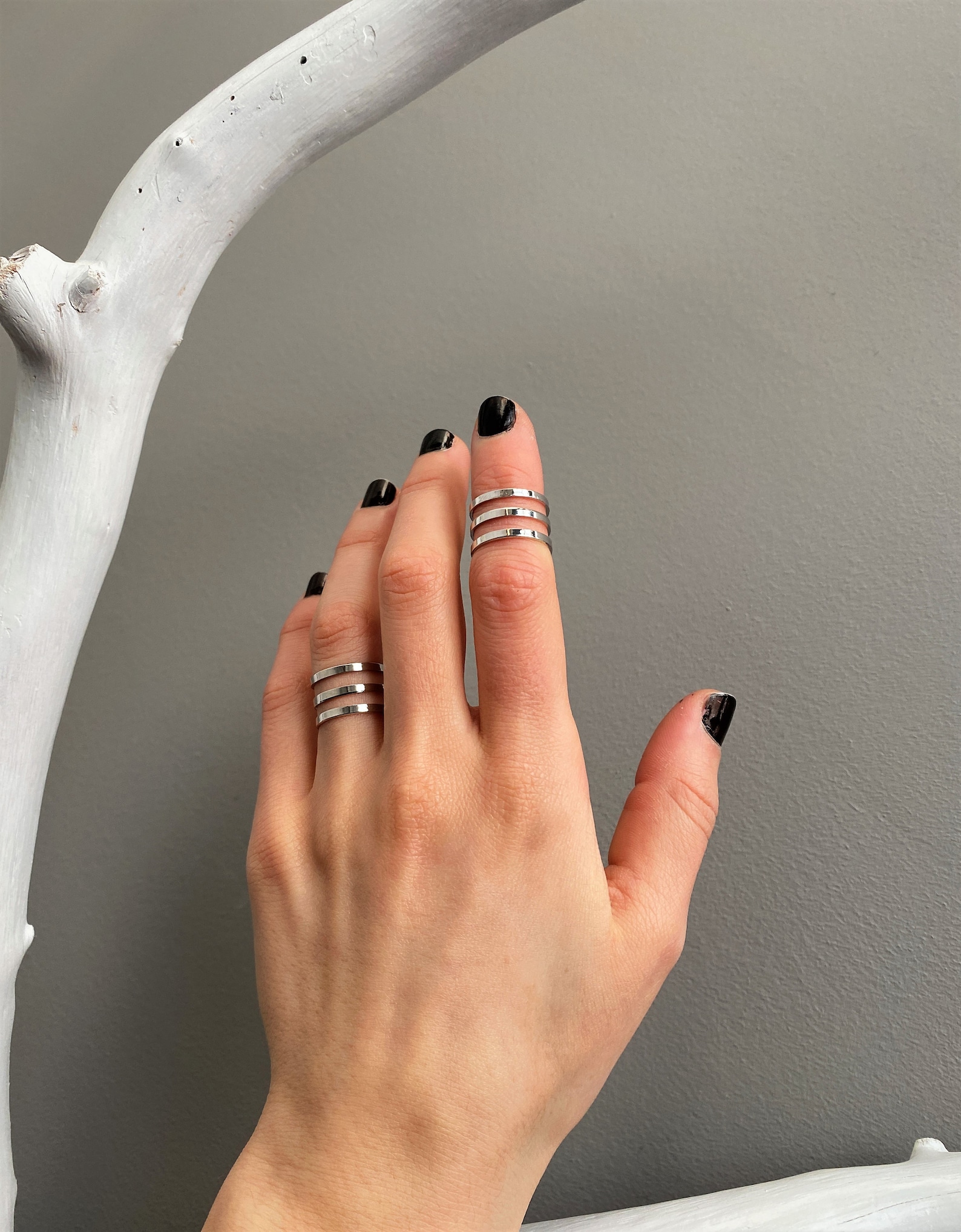 Three Lines Band Ring Knuckle Ring Chevalier Ring Silver - Etsy