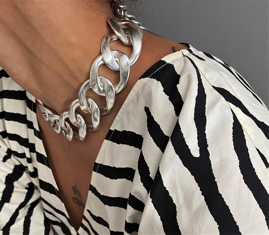 Heavy Big Links Chain Adjustable Choker, Extra Large Miami Cuban Link ...