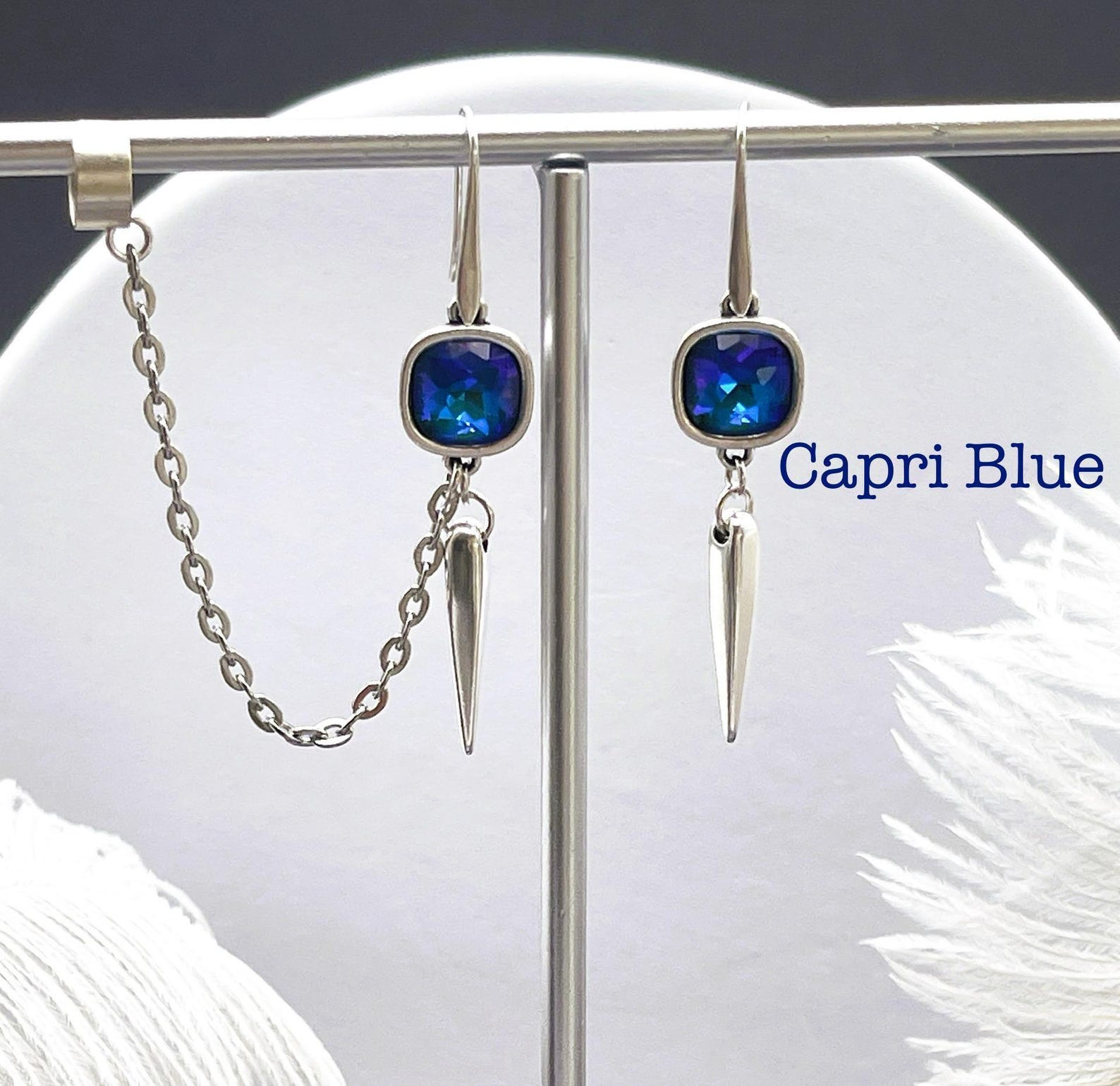 Mismatched Swarovski Spike Drop Earring Set, Grunge Sharp Swarovski ...