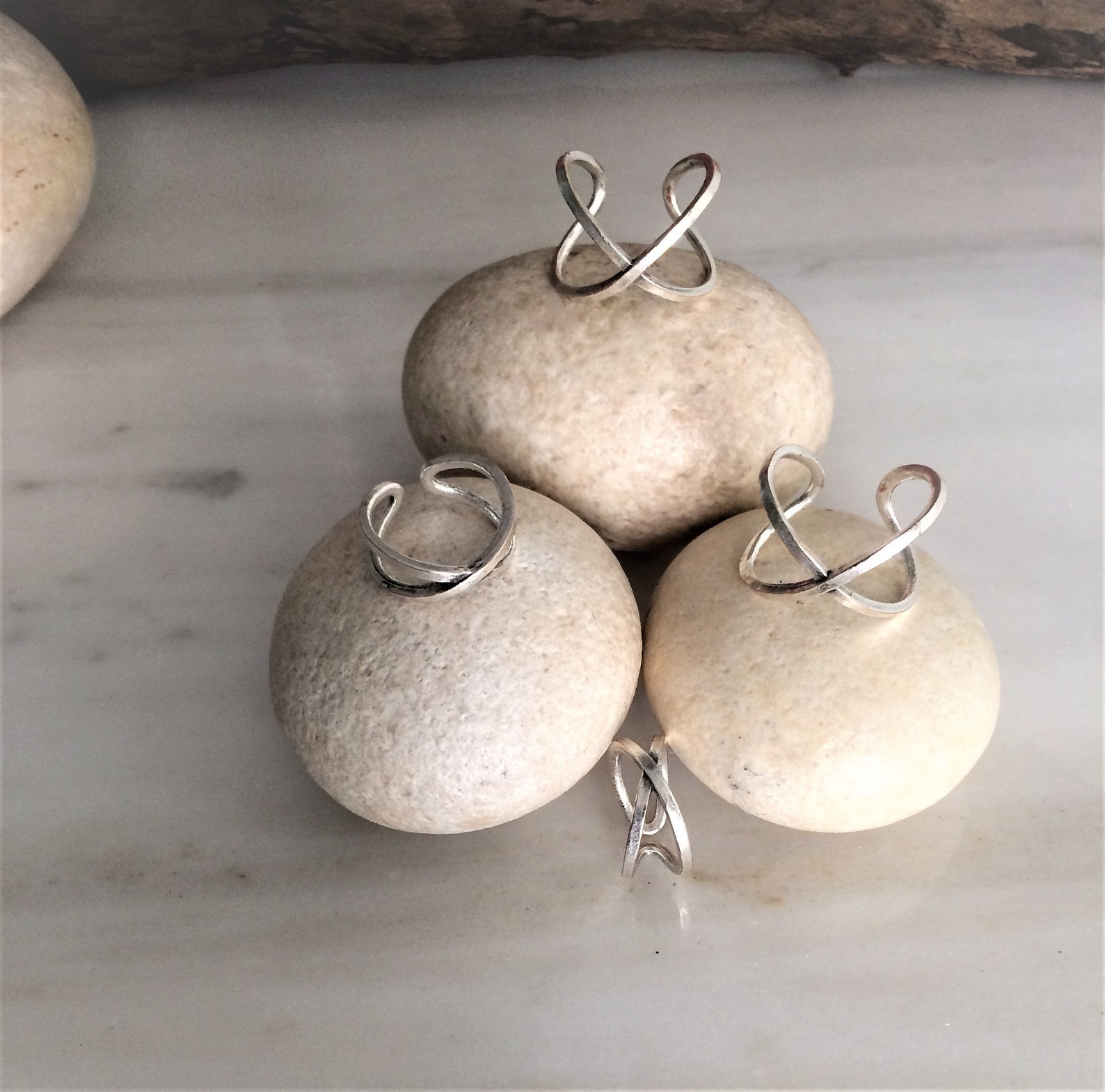 Silver X Shape Ring Criss-cross DOUBLE Ring Set of Two Geo - Etsy