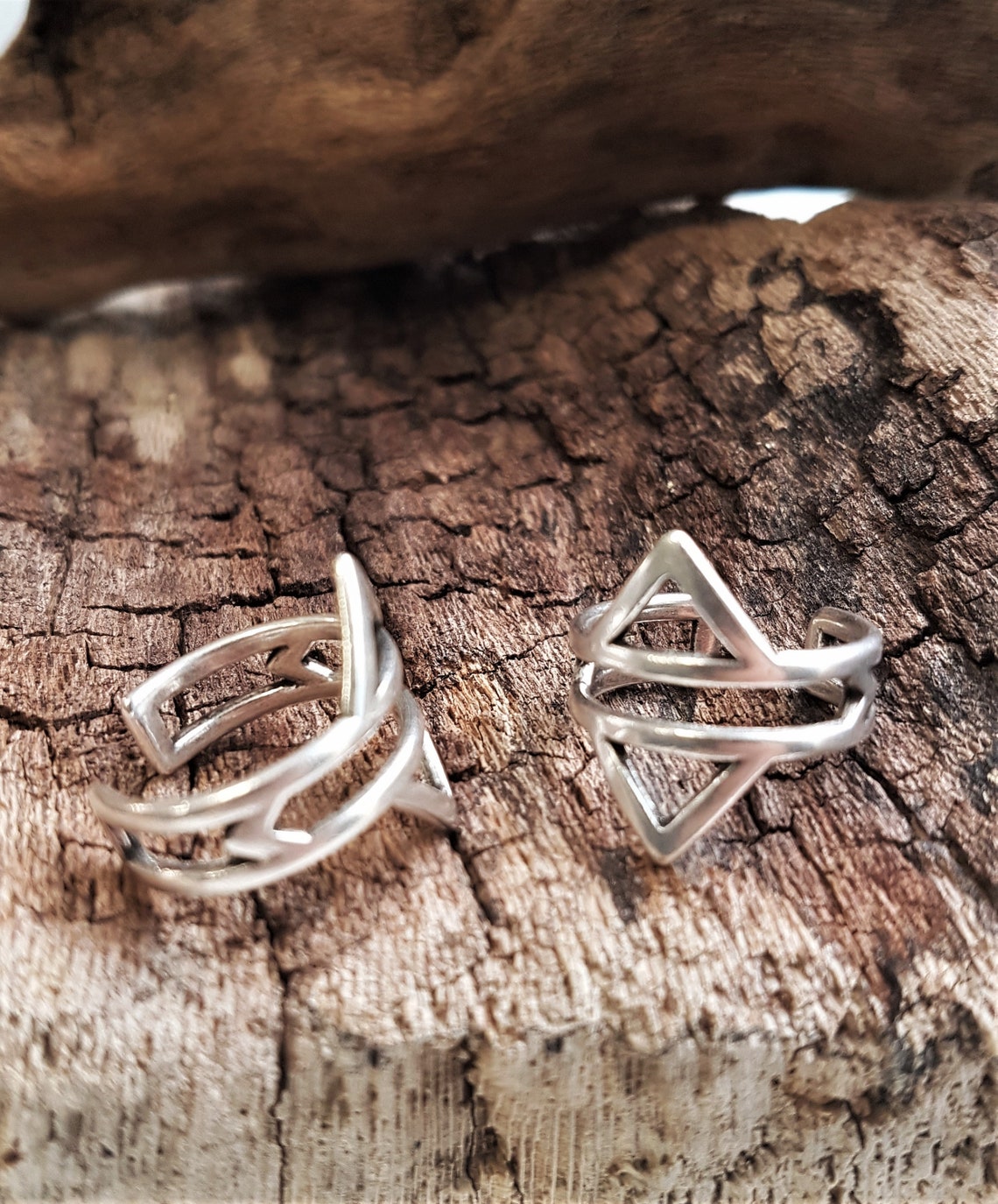 Silver geometric womens ring adjustable rhombus statement | Etsy