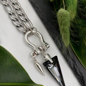 Glam Rock Spike Swarovski Shackle Necklace• Statement Swar Chunky ...