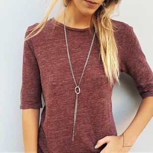 Multi Chains Necklace• Womens Long Necklace• Silver Statement Necklace ...