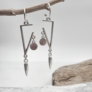 Statement Dangle Long Earrings• Hoop Sharp Earrings• Edgy Silver Plated ...