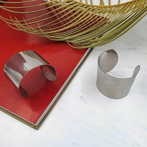 Super Wide Silver Open Cuff Bracelet• Adjustable Modern Bracelet ...