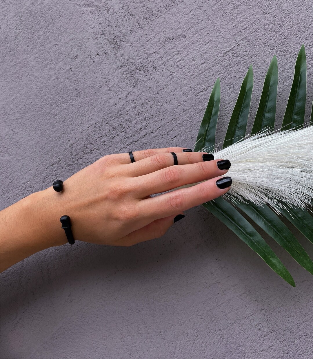 Black Band Knuckle Ring, Chevalier Ring, Simple Pinky Ring, Flat Black ...