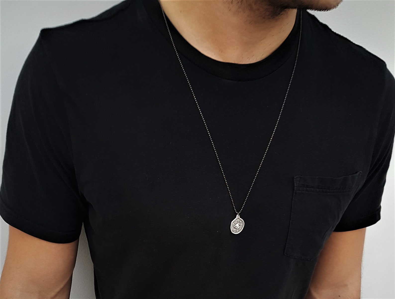 Mens Evil Eye Protection Charm Pendant Minimal Antique Silver | Etsy