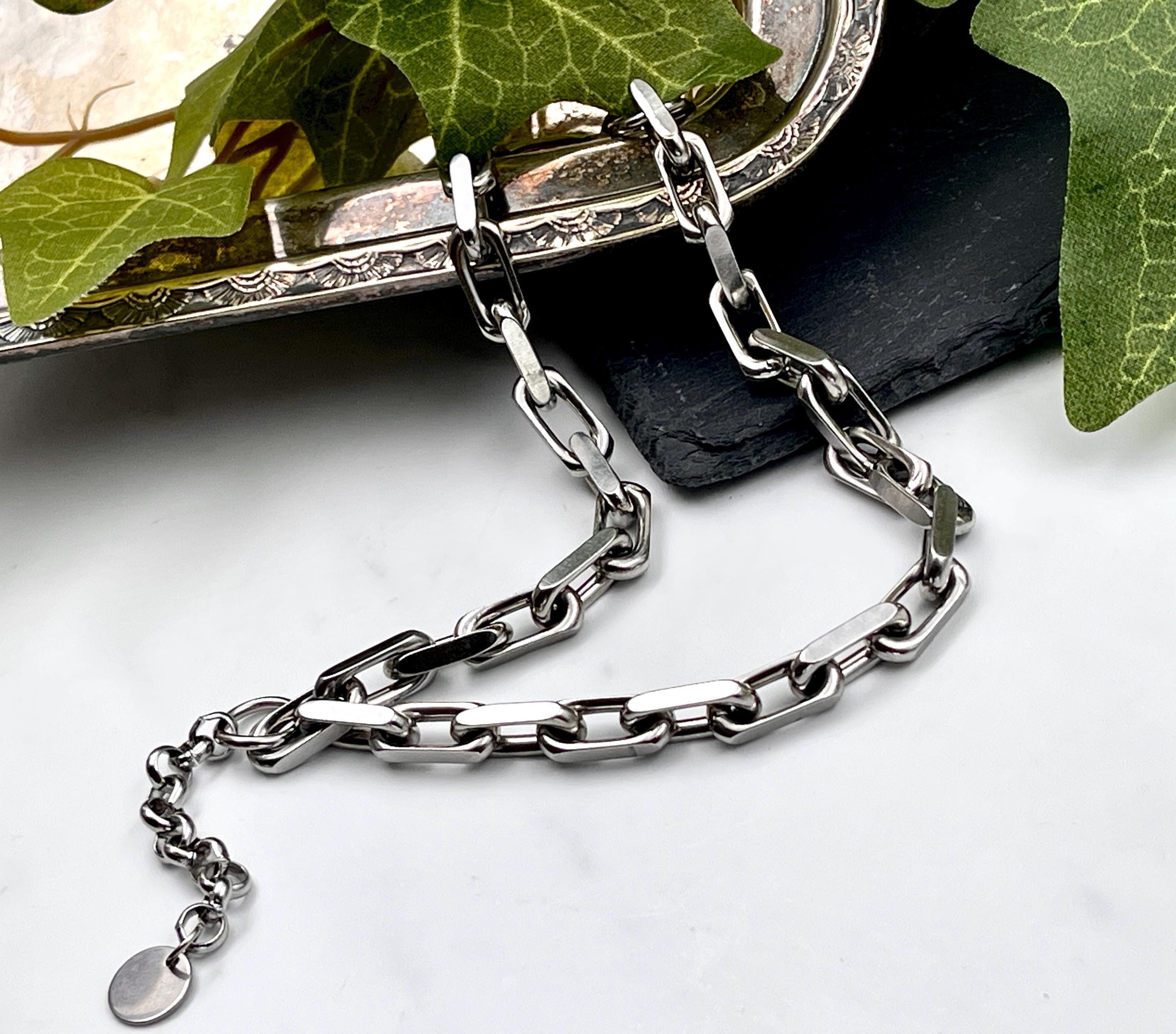 Stainless Steel Anklet Chain Bracelet• Waterproof Thick Oval Heavy ...