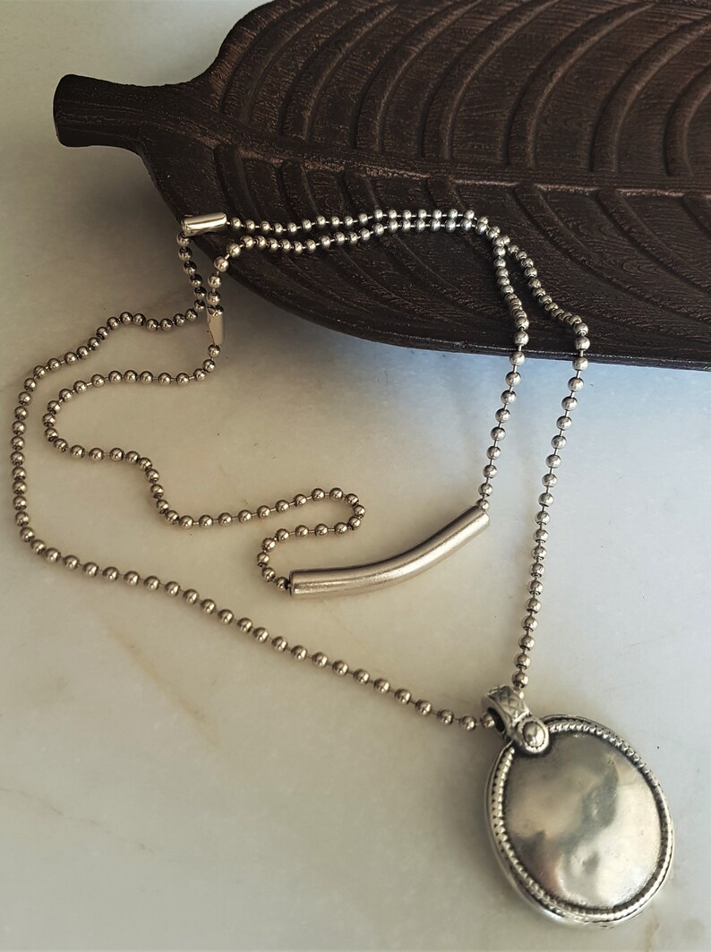 Set of Two Silver Layering Chain Necklaces Chunky Tube Chain - Etsy