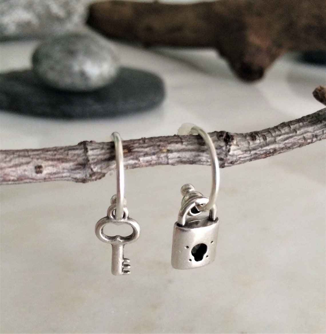 Key and Lock Uno De 50 Earrings Silver Padlock Earrings Mix | Etsy