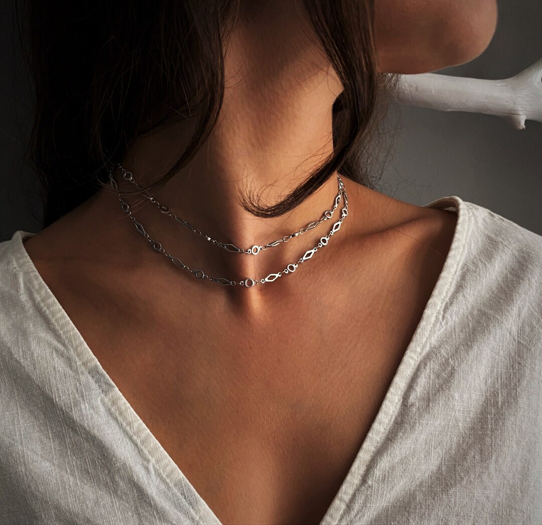 Rhombus-circle Multi Style Chain Necklace, Modern Y Shaped Necklace ...