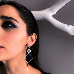 Statement Large Swarovski Sharp Earrings, Oversized Geo Crystal ...