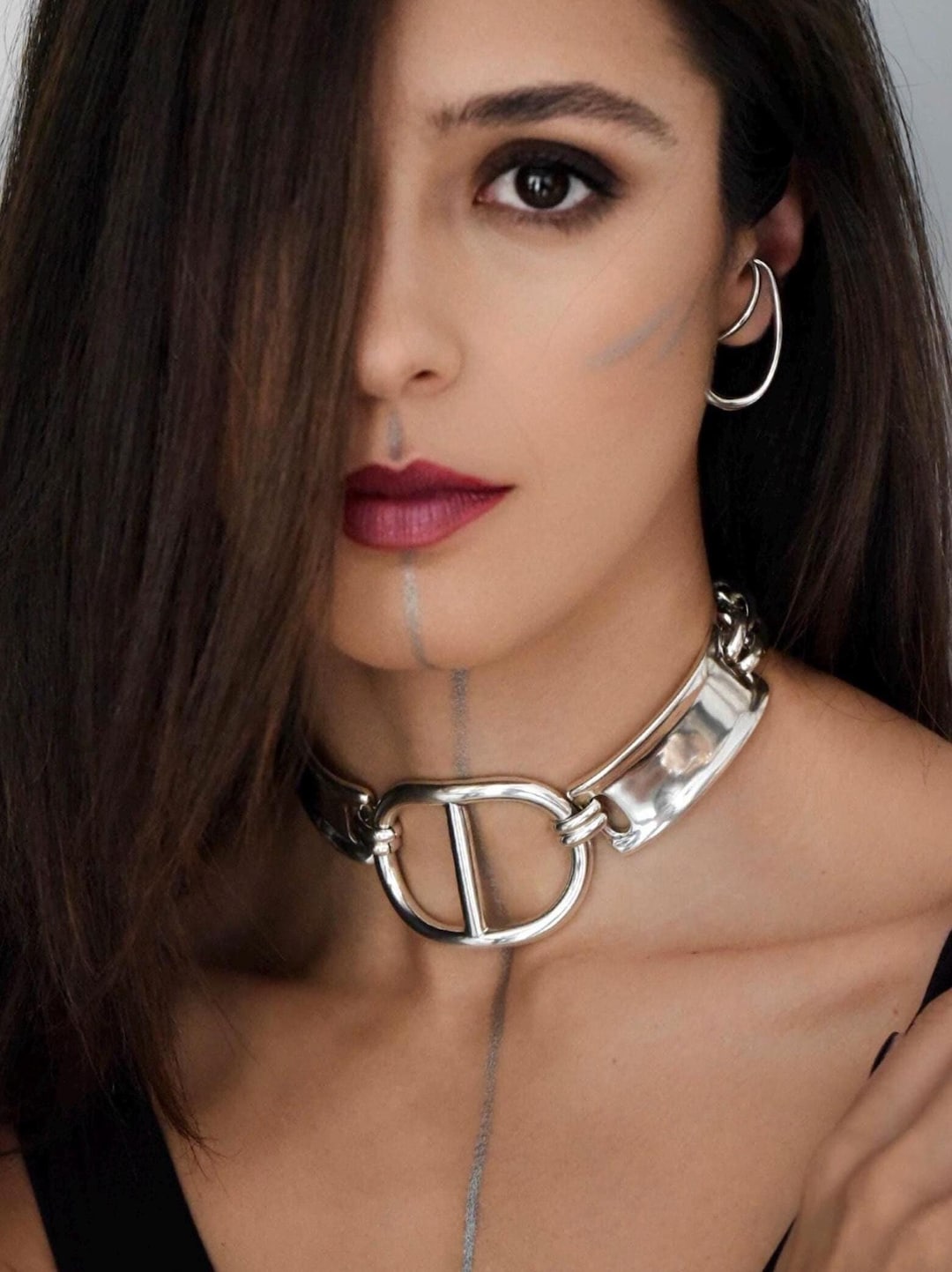 Oversized Chunky Adjustable Choker Necklace• Heavy Contemporary Choker ...