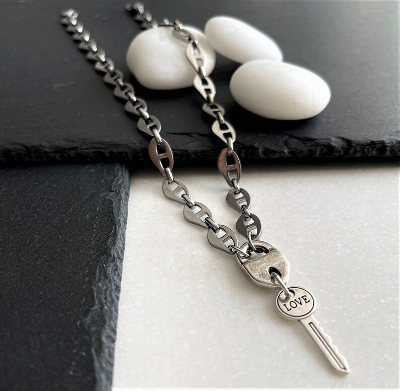 Lock With Love Key Chain Necklace Antique Silver Padlock - Etsy