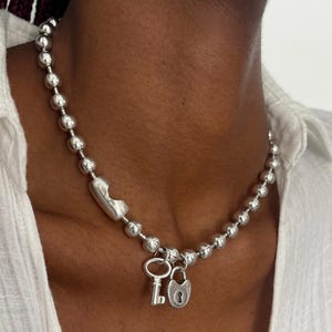 Chunky Ball Chain With Padlock and Key, Uno De 50 Style Key and Padlock ...