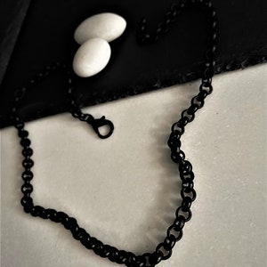 Mens Black Rolo Chain Necklace Statement Black Masculine - Etsy