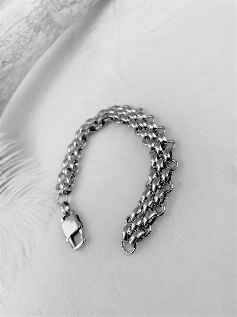 Heavy Chainmail Bracelet Chunky Links Chain Bracelet Bold | Etsy