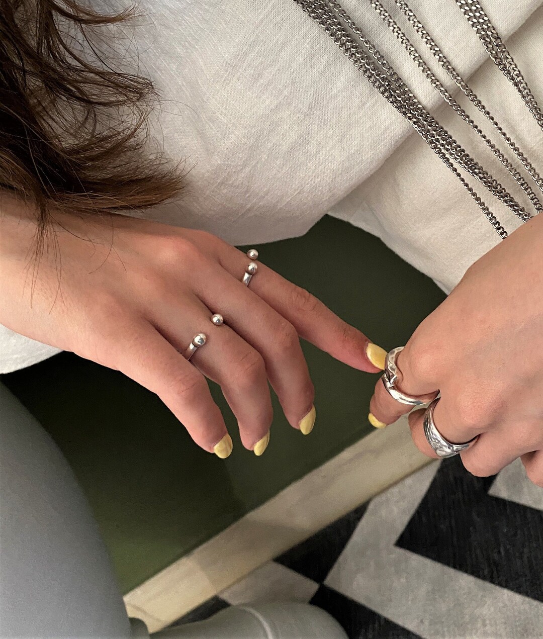 Unisex Double Ball Ring, Ball Ends Ring, Pike Ring, Band Ring ...