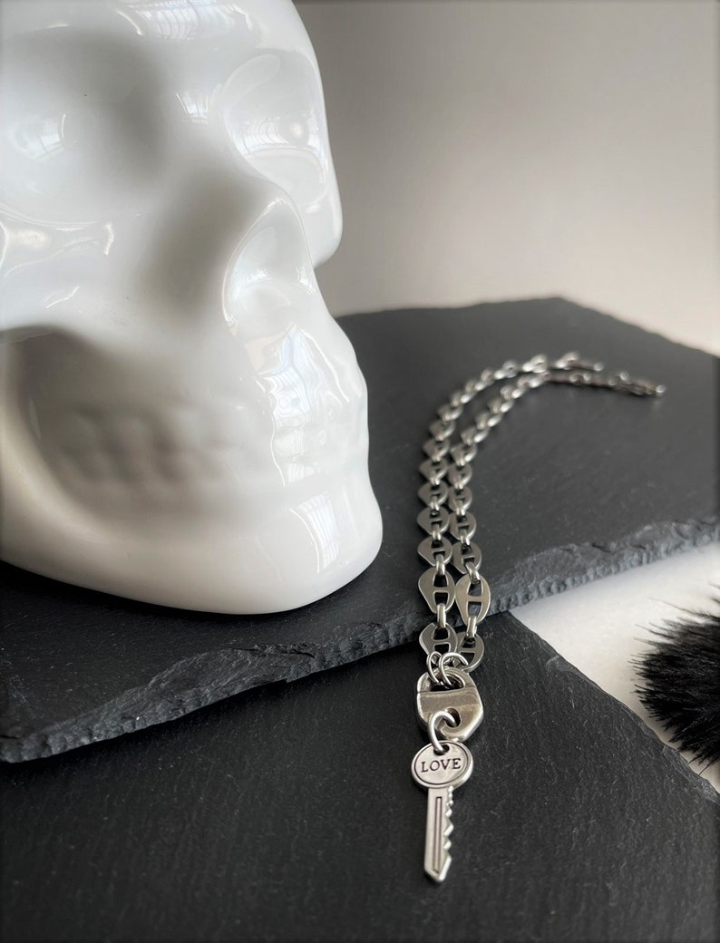 Lock With Love Key Chain Necklace Antique Silver Padlock - Etsy