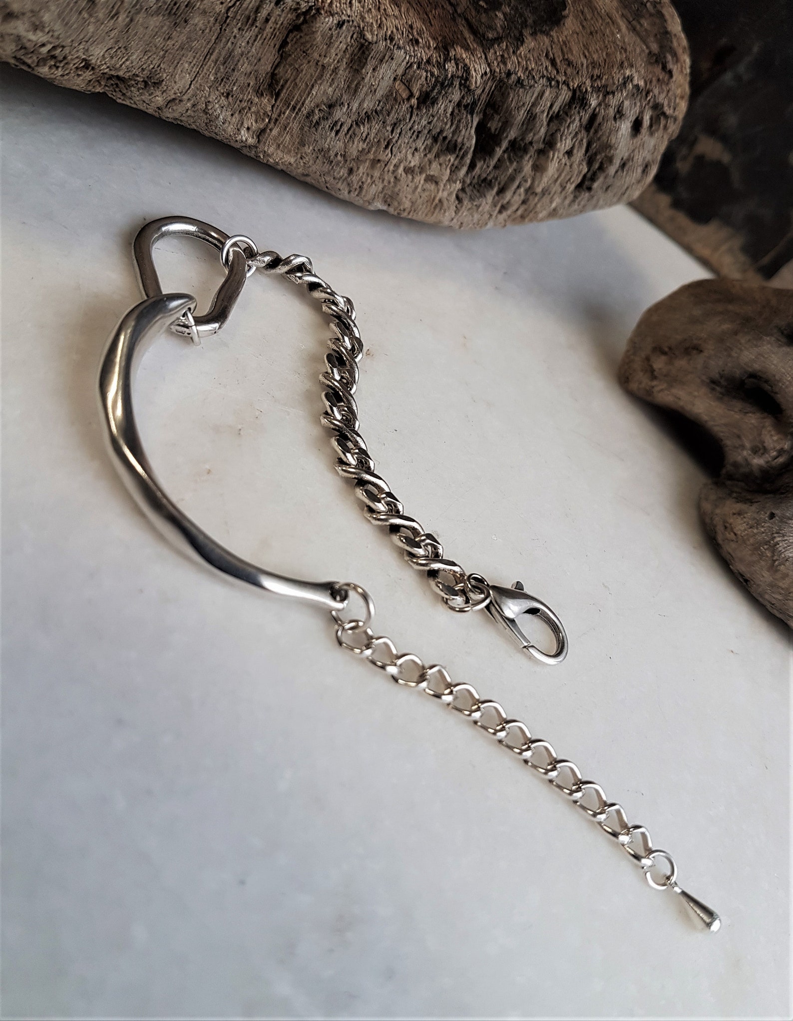 Womens Silver Half Metal Chain Bracelet O Ring Adjustable - Etsy