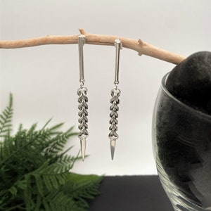 Edgy Spike Charm Earrings, Statement Sharp Extra Long Earrings, Foxtail ...