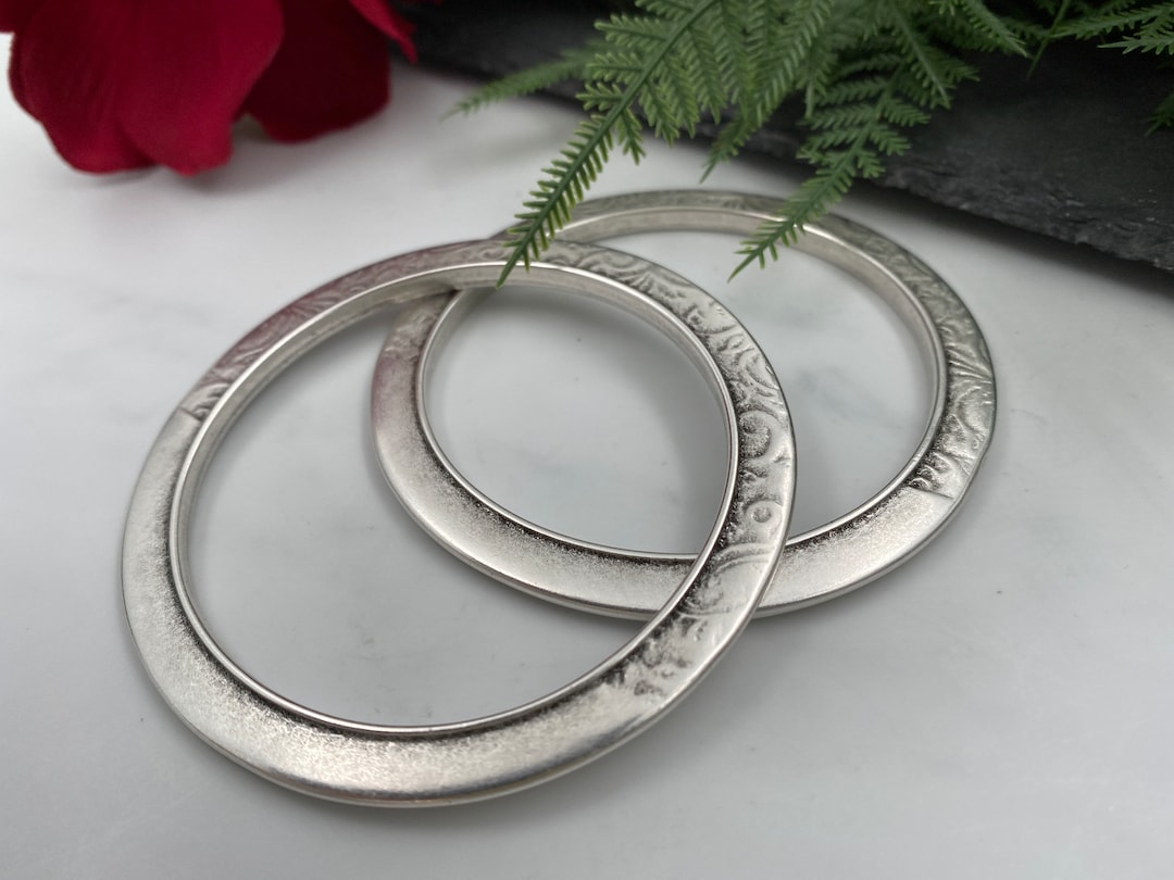 Antique Silver Solid Bracelet, Thick Engraved Stacking Bracelet ...