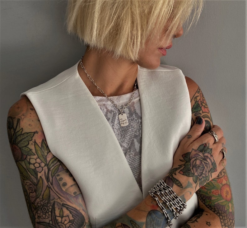 Set of Three Silver Chain Layered Punk Rock Style Pendants | Etsy