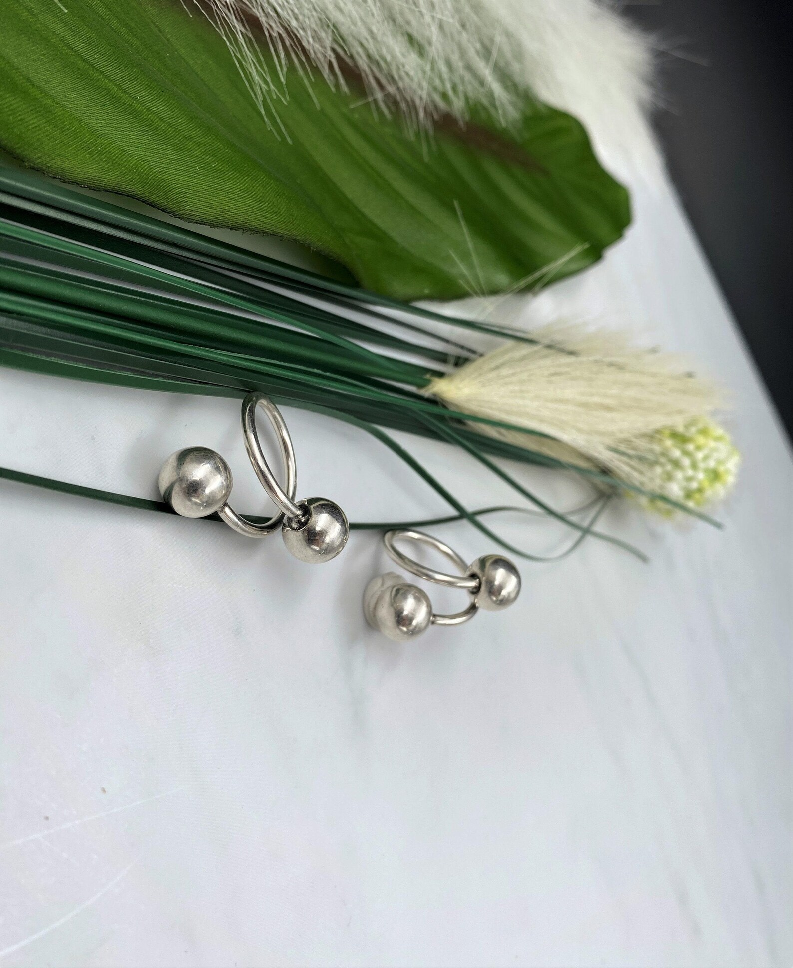 Twist Double Balls Open Ring• Chunky Spheres Wrap Around Ring ...