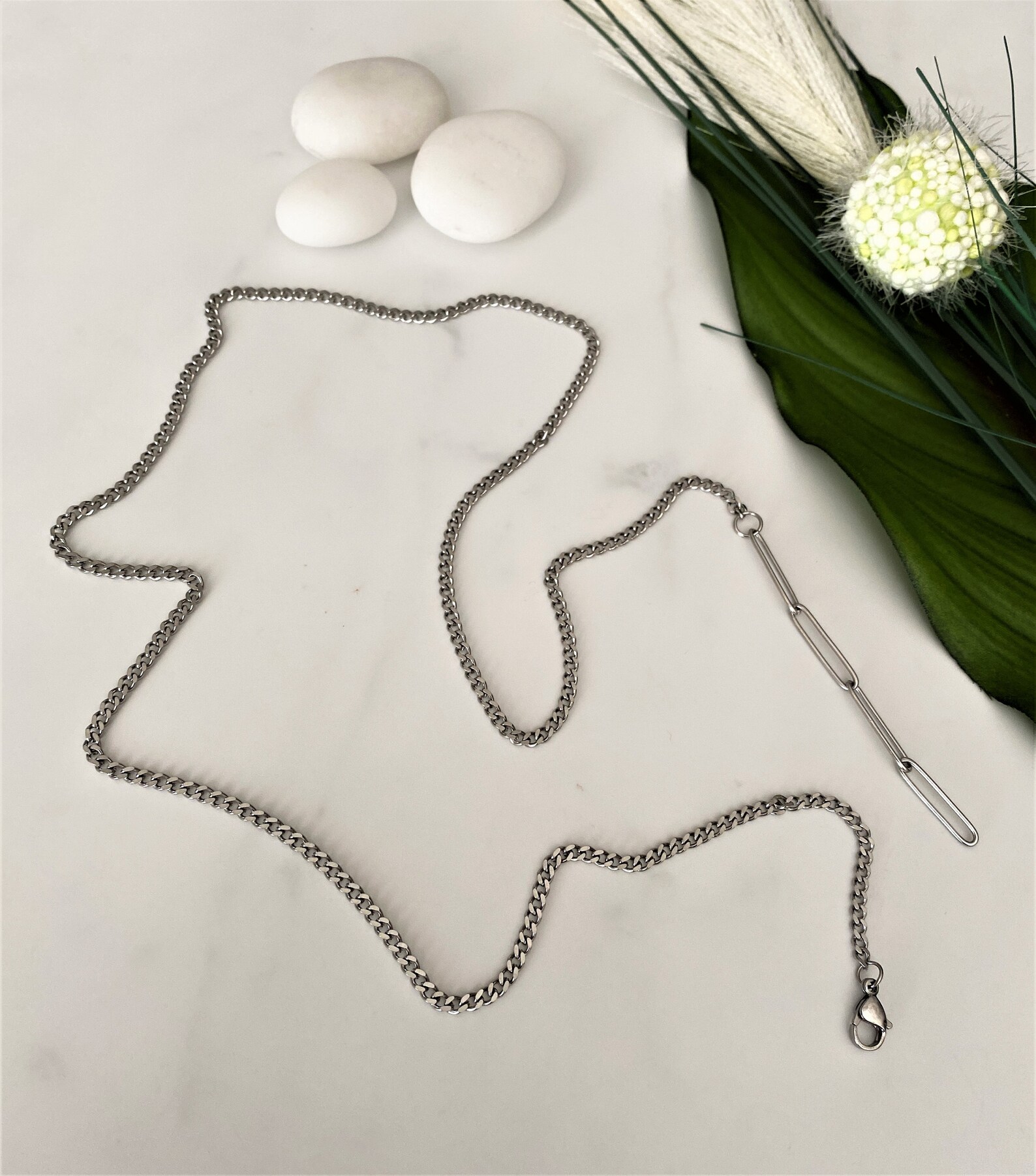 Waterproof Shiny Curb Link Belly Chain Stainless Steel Waist - Etsy