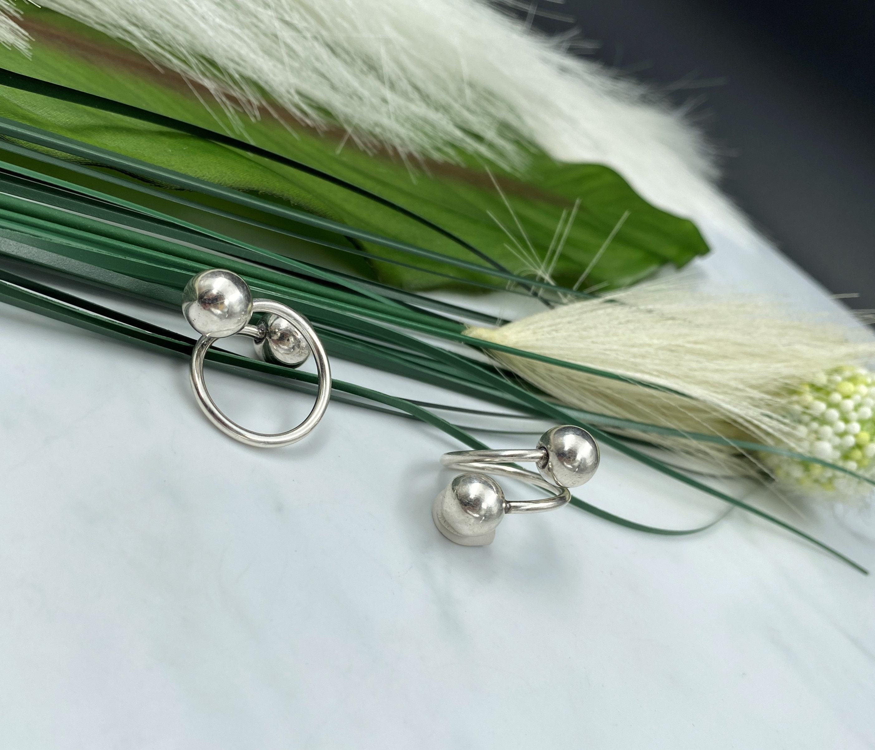 Twist Double Balls Open Ring• Chunky Spheres Wrap Around Ring ...