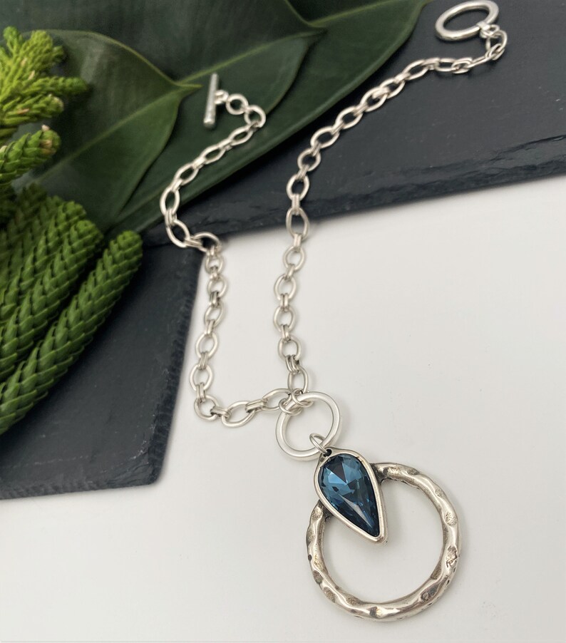 Circle Shaped Large Swarovski Necklace Bold Curb Chain - Etsy