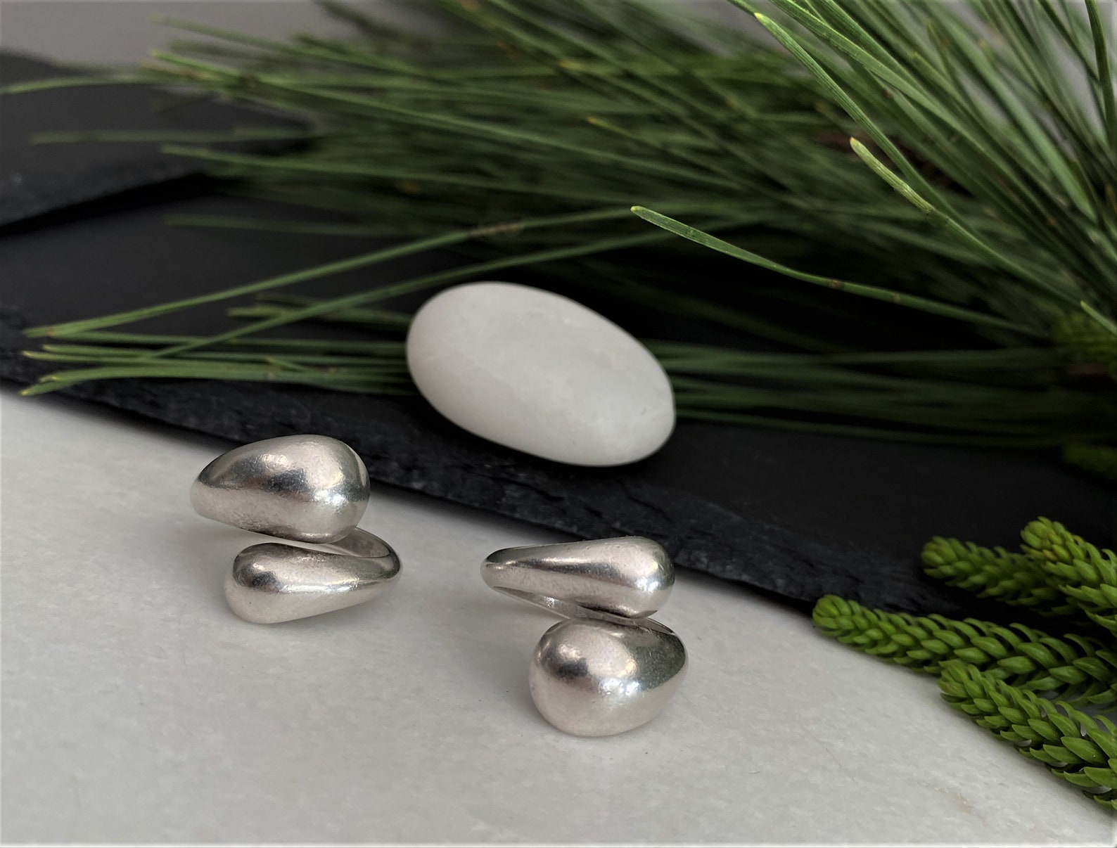 Smooth Double Drop Ring Dual Adjustable Bold Ring Double | Etsy