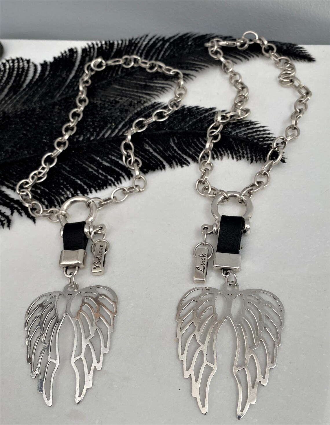 Silver Shackle Chain Bold Necklace Womens Chunky Chain Angel | Etsy