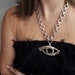 Silver Large Evil Eye Protection Necklace, Antique Silver Chunky Chain ...