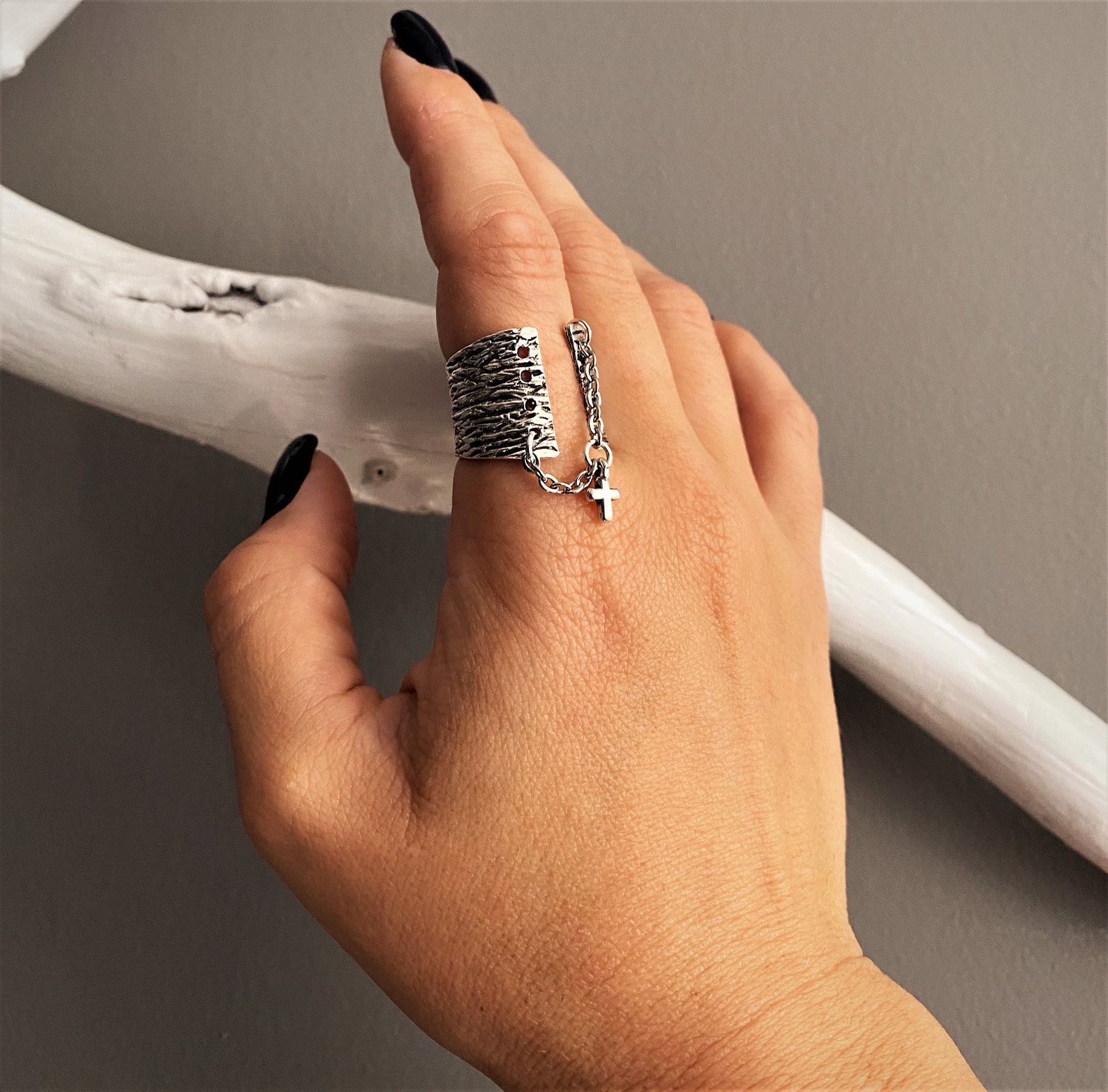 Engraved Silver Band Cross Ring Adjustable Wide Cuff Ring - Etsy