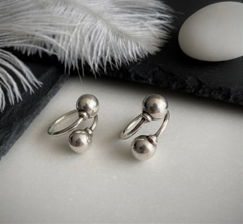 Twist Double Balls Open Ring Chunky Spheres Wrap Around Ring - Etsy