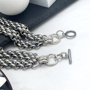 Chunky Stainless Steel Chainmail Choker, Oversized Chain Choker ...