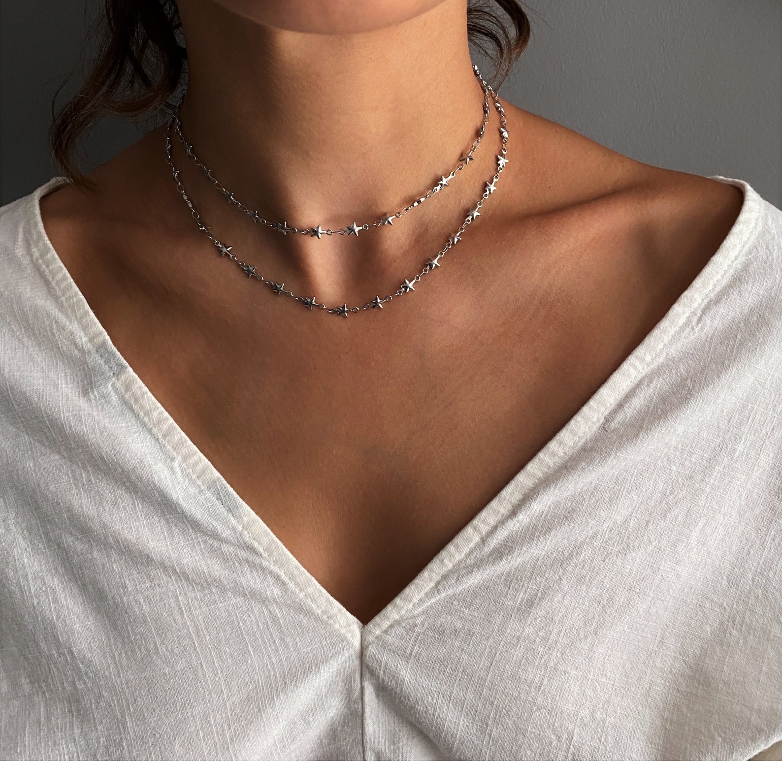 Small Stars Multistyle Chain Necklace Double Layer Necklace - Etsy