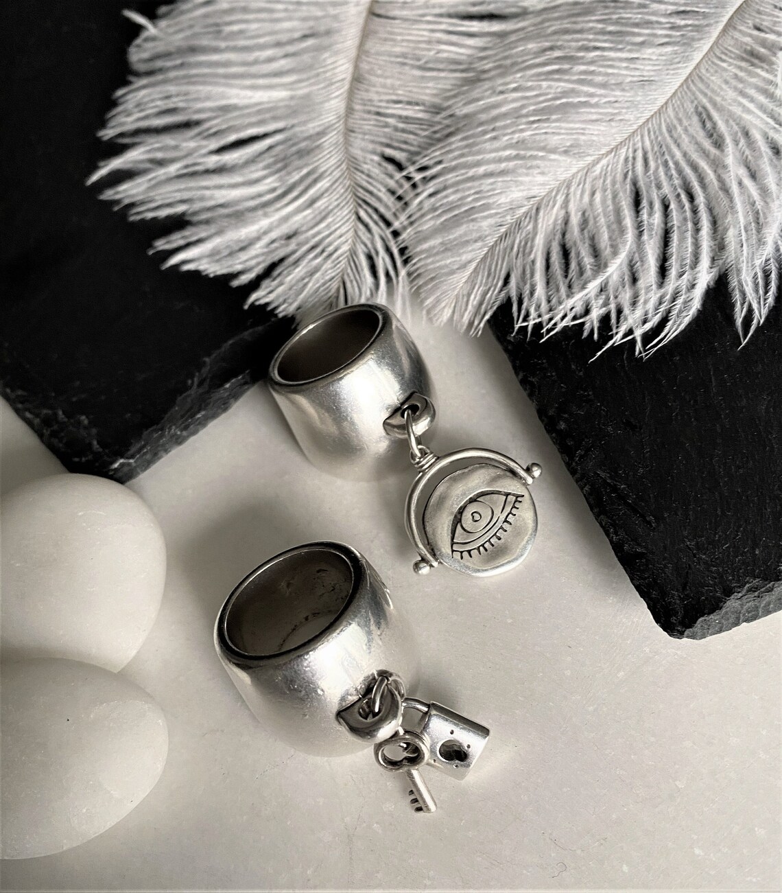 Giant EVIL EYE Ring Statement Padlock With Key Ring Heavy - Etsy