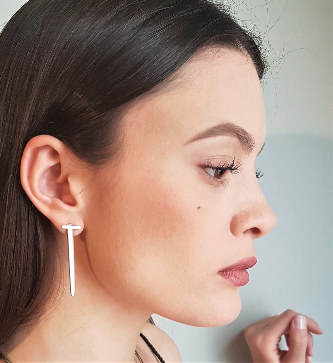 Silver pointy ear jackets ear climbers earrings spiked | Etsy