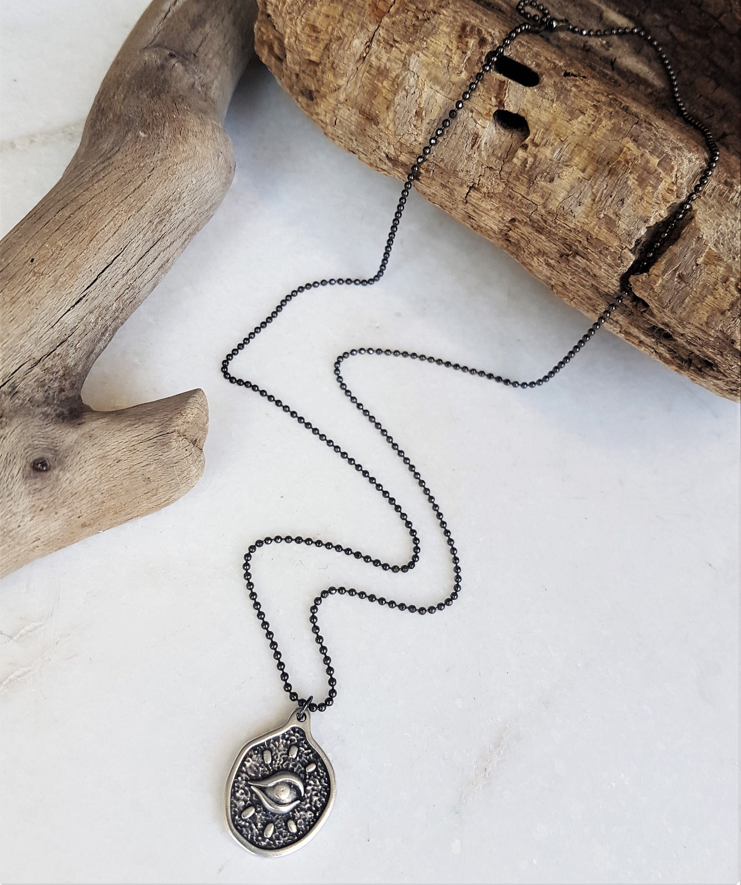 Mens Evil Eye Protection Charm Pendant Minimal Antique Silver | Etsy