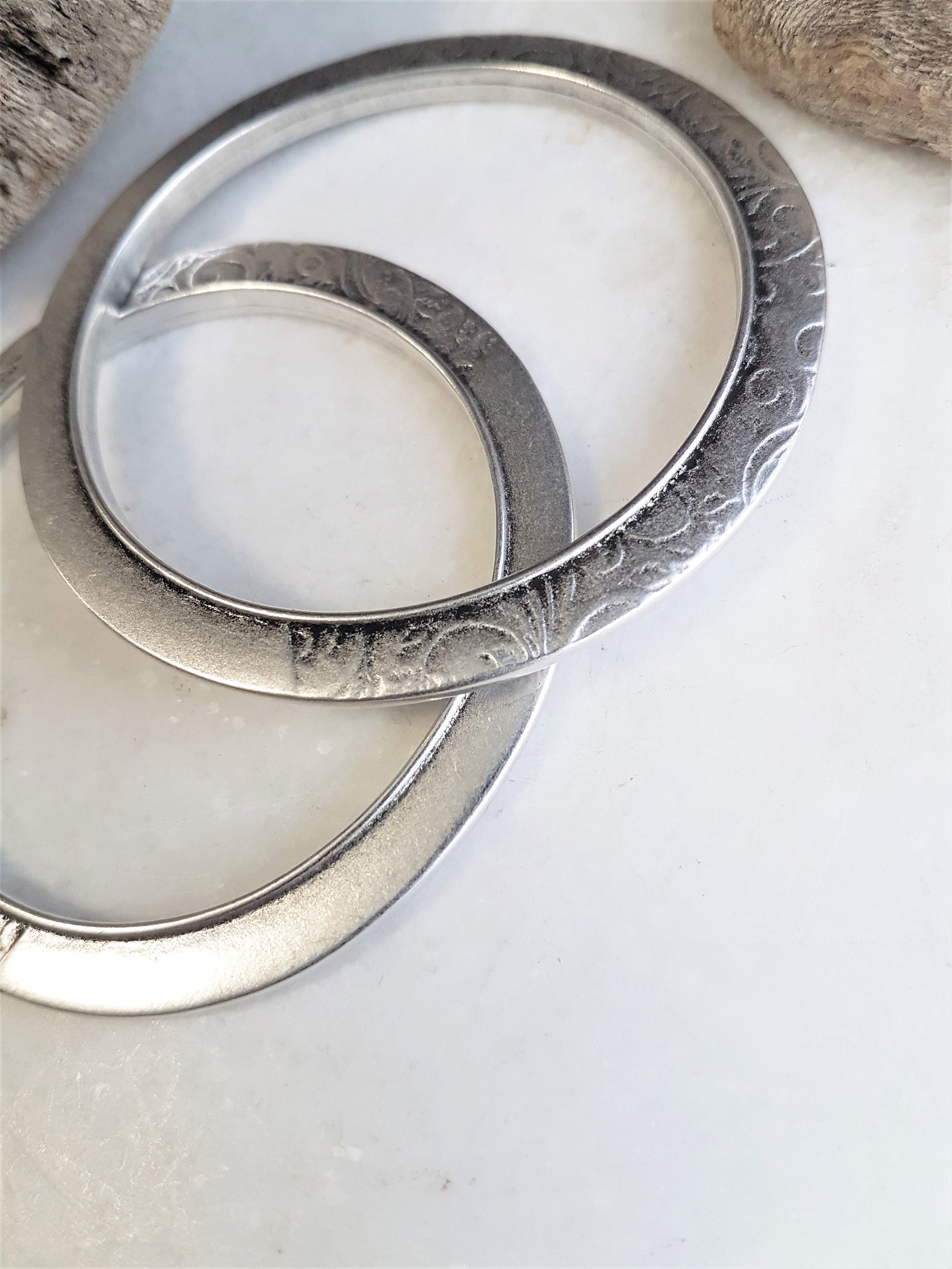 Antique Silver Solid Bracelet Thick Engraved Stacking | Etsy