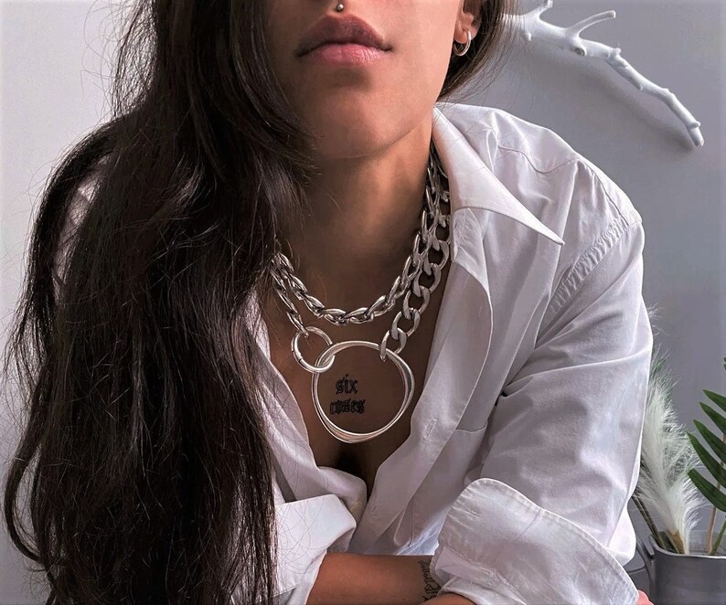 Extra Large O Ring Clasp Curb Chain Necklace Double Wrap - Etsy